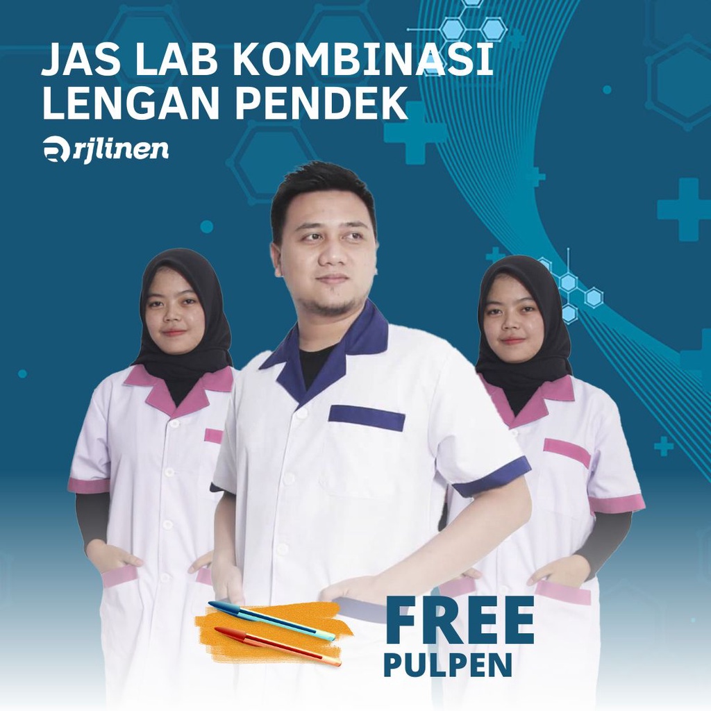 Jual JAS LAB / JAS LAB KOMBINASI LENGAN PENDEK / JAS LABORATORIUM / JAS ...
