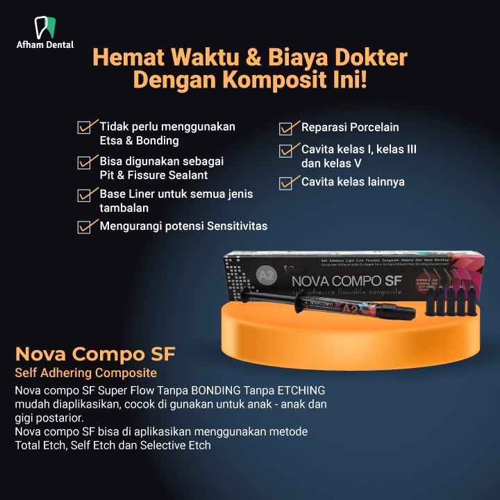 Jual KOMPOSIT FLOWABLE FLOW / COMPOSIT FLOW / DENTAL COMPOSITE / BAHAN TAMBAL GIGI NOVA COMPO SF ...