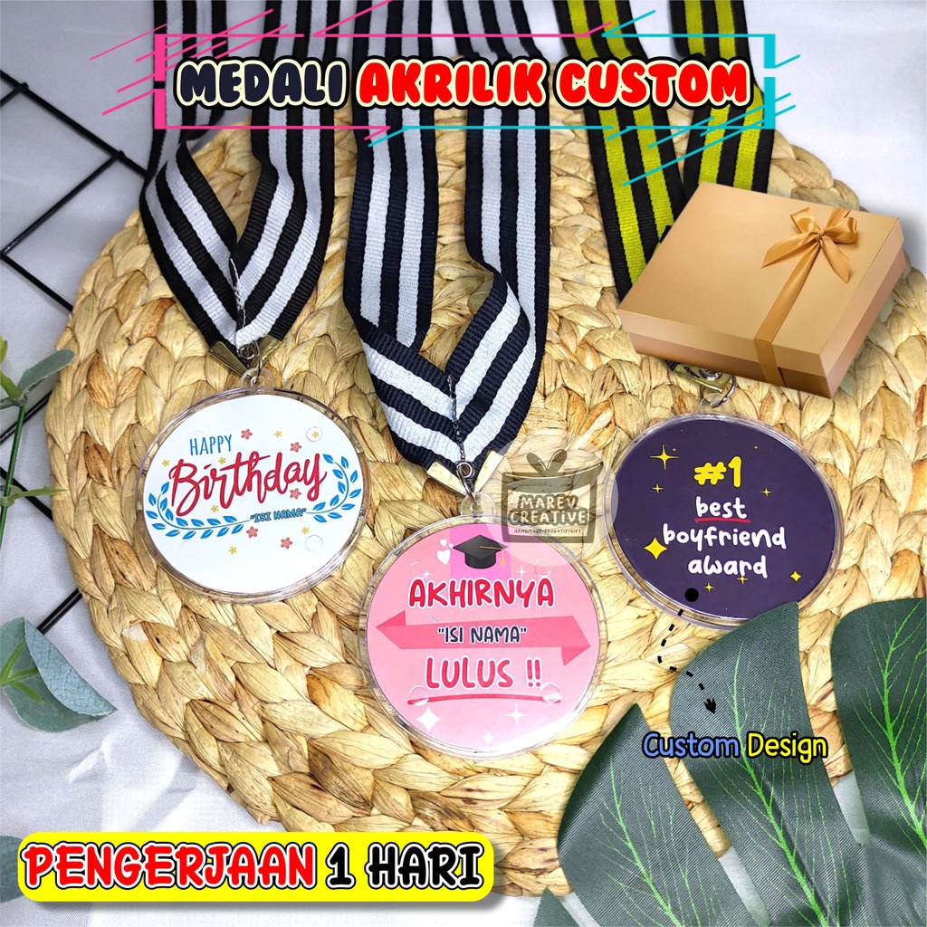 Jual MEDALI CUSTOM - BEST BOYFRIEND, MENDALI CUSTOM, MEDALI AKRILIK WISUDA UK. 7 CM MAREV ...