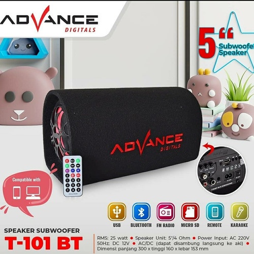 Jual Speaker Subwoofer Bluetooth Advance T-101BT/101 BT 5" + Remote ...