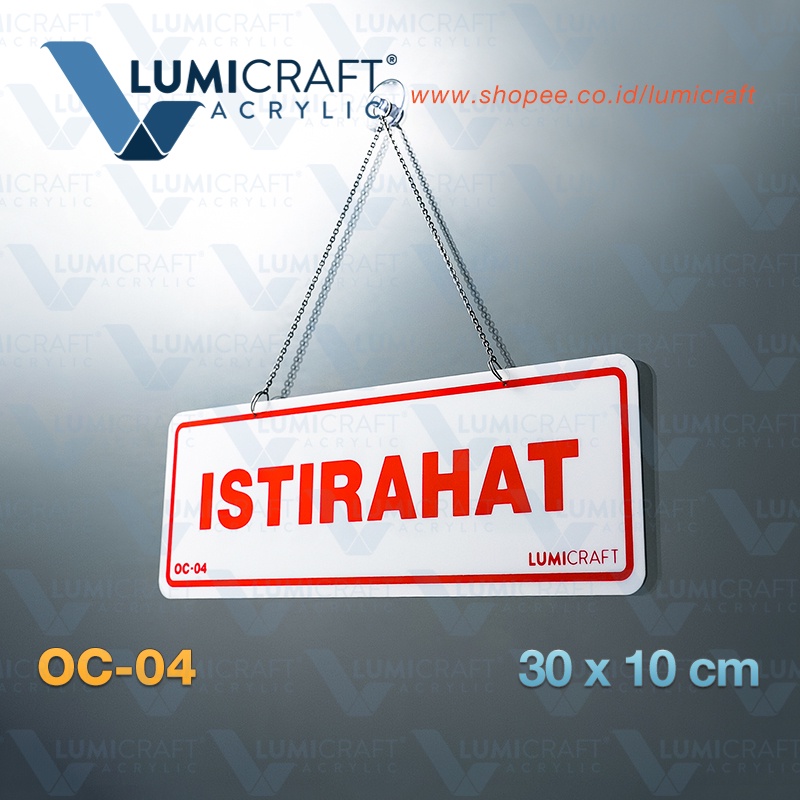 Jual Sign Akrilik Gantung ISTIRAHAT / BUKA Hanging Sign Acrylic Bolak ...