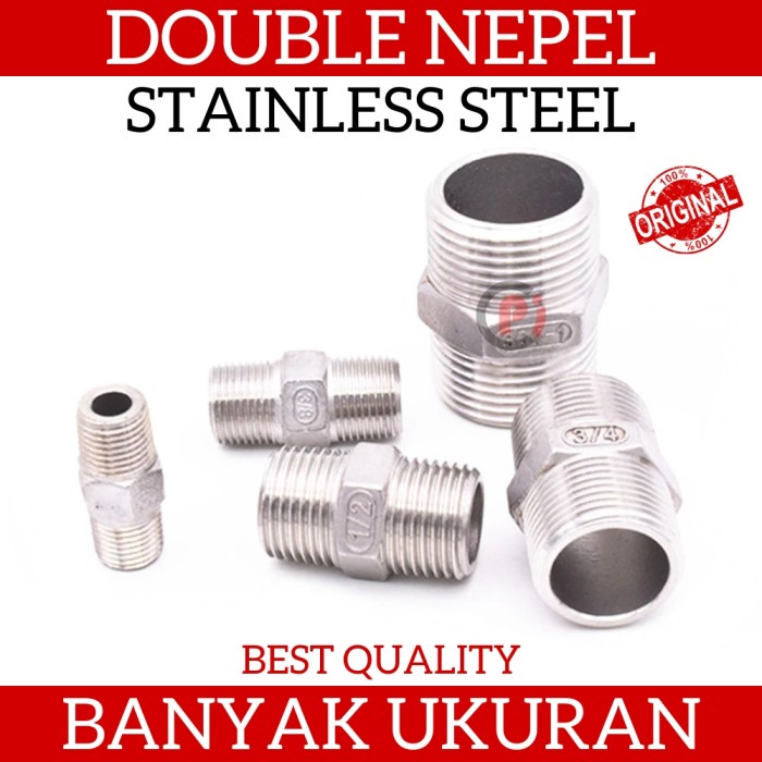 Jual Double Nepel Nipel Drat Luar Pipa Stainless Steel SUS304 Banyak Ukuran | Shopee Indonesia