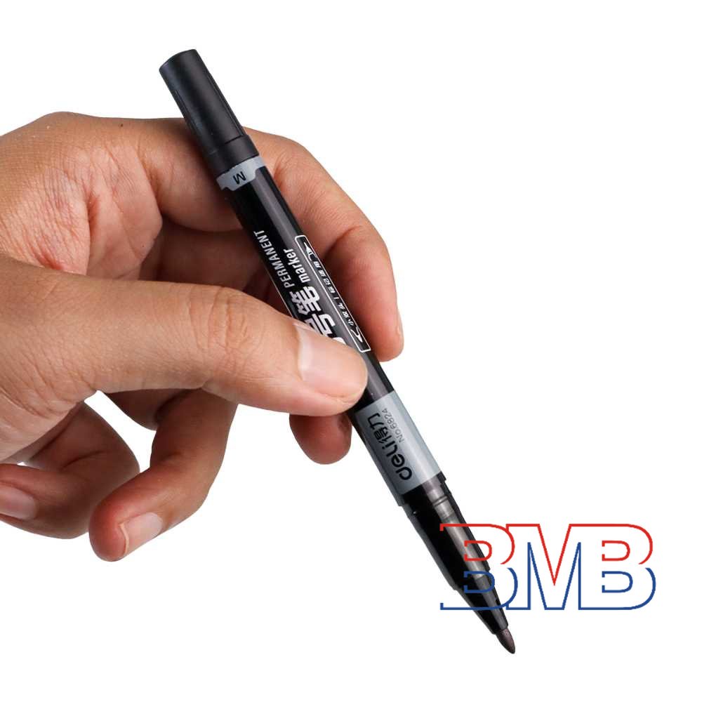 Jual N22 HITAM Deli Pena Permanen Dual Head Tip Marker Pens Waterproof ...