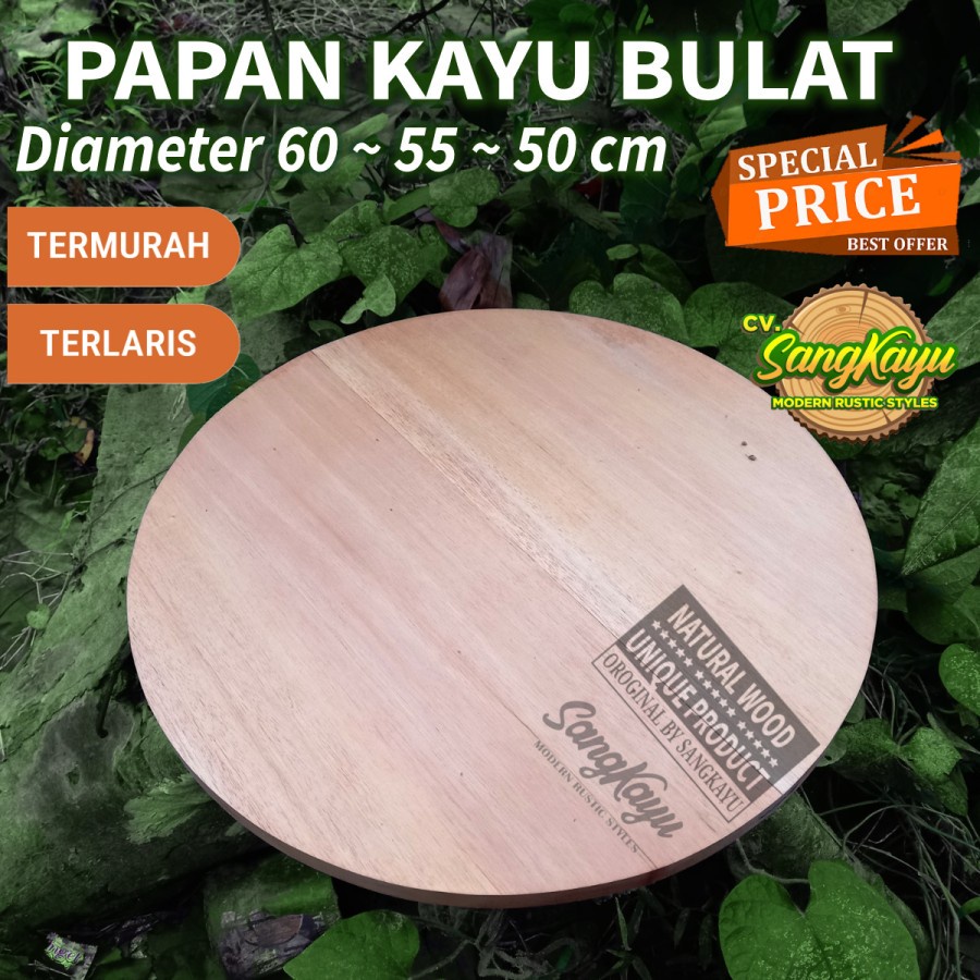 Jual Papan kayu bulat 60 cm round wood board daun meja nampan talenan ...