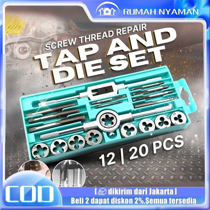 Jual 12 / 20 /40Pcs Alat Snai dan Tap Ulir Baut Senai Die Senei M3-12 ...