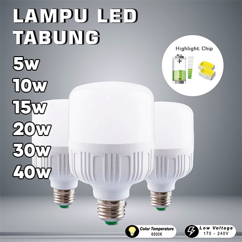 Jual COD Lampu LED Bulb Jumbo Tabung 5W 10W 15W 20W 30W 40W Kapsul Super Murah Putih Free Ongkir ...