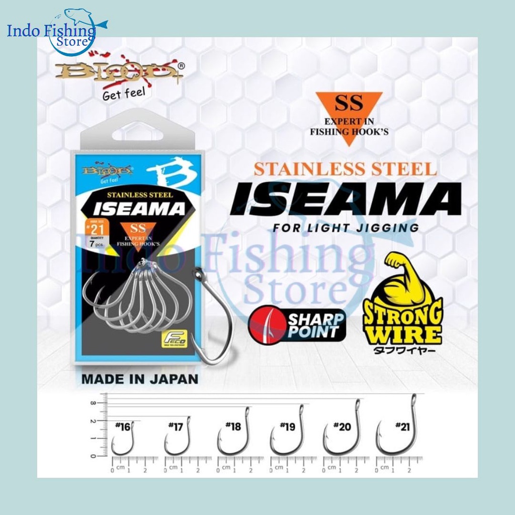 Jual Indofishingstore Kail Iseama Blood Mata Pancing Fishing Hook Stainless Stell Iseama Light ...