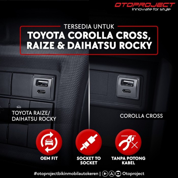 Jual USB Fast Charging All New Raize / Rocky-Corolla Cross | Shopee ...