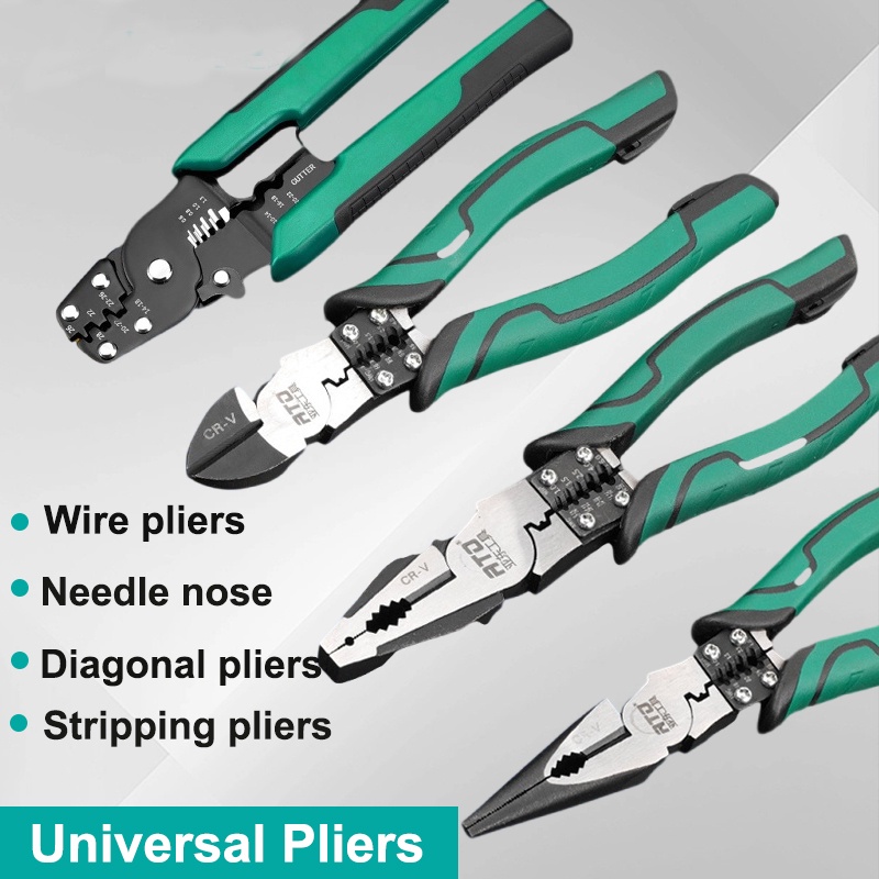 Jual Universal Pliers 8Inch Diagonal Plier Multifunctional Large Opening Wire Cutters Steel Wire ...