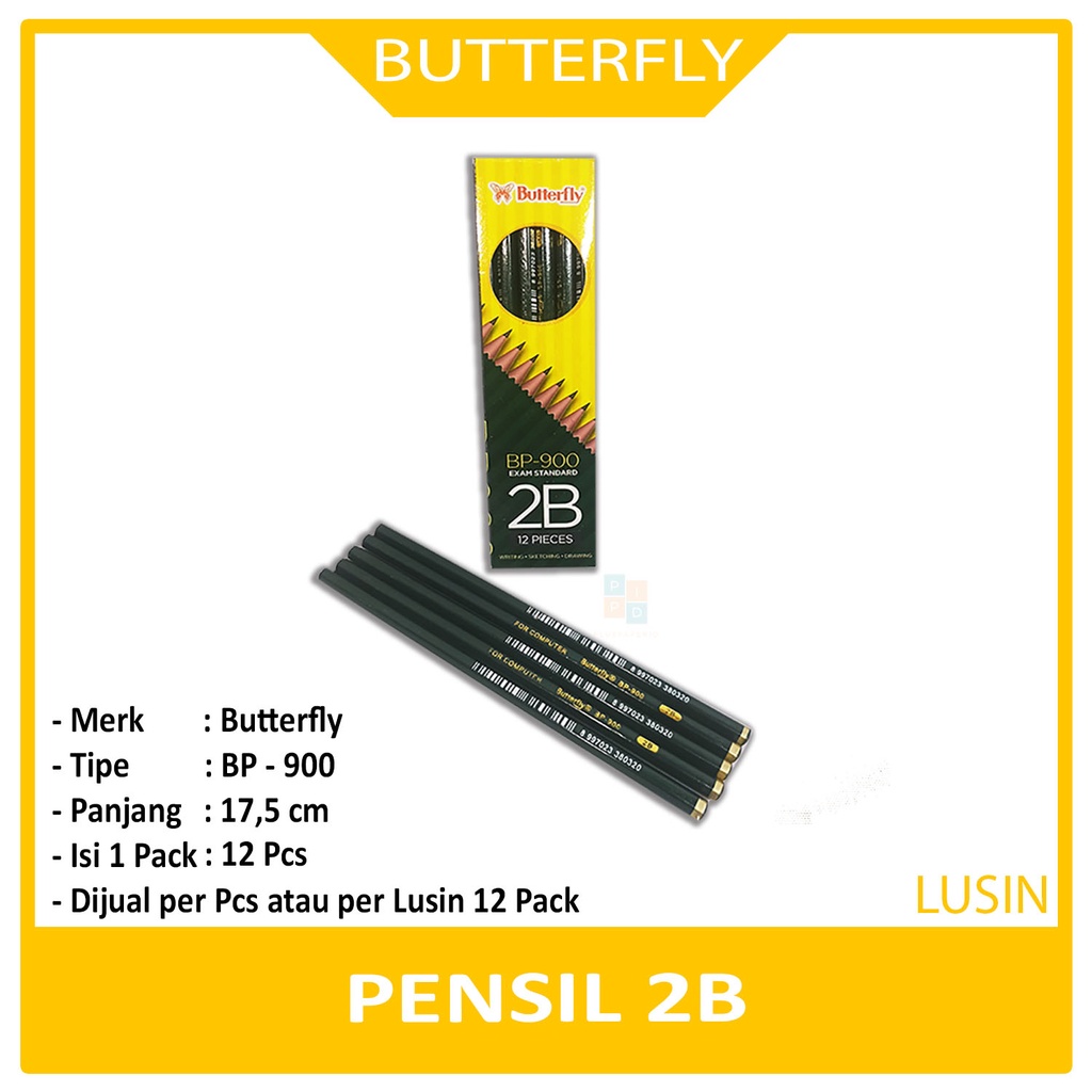 Jual BUTTERFLY Pensil 2B - BP 900 - Lusin | Shopee Indonesia