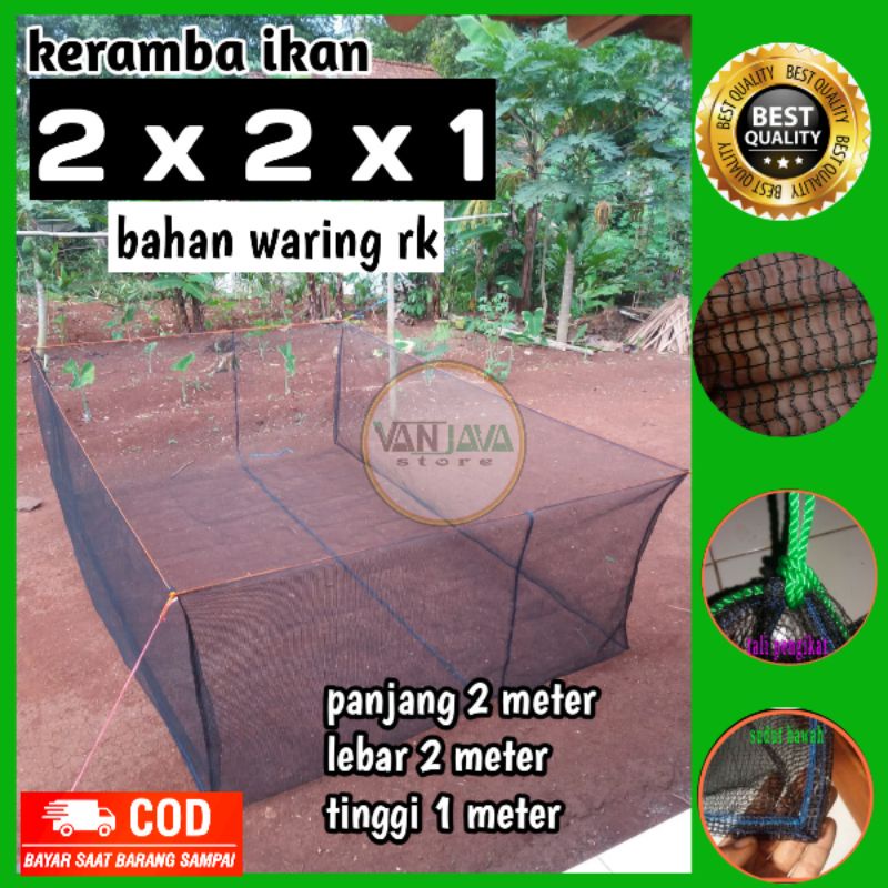 Jual Jaring keramba ikan 2x2x1 Hapa Jaring kotak Apung Ikan Siap pakai ...