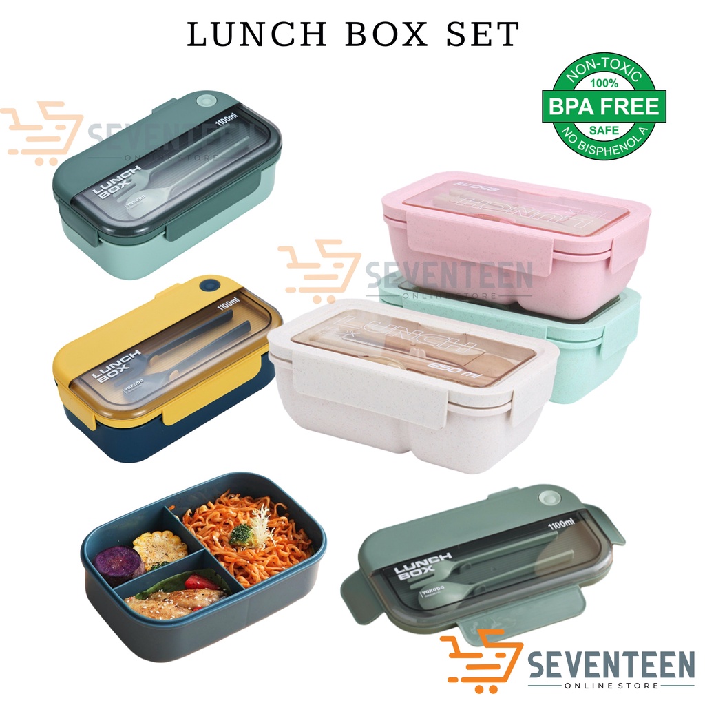 Jual SEVENTEEN LUNCH BOX SET BPA FREE ANTI TUMPAH TEMPAT BEKAL MAKAN SET PORTABLE 3 SEKAT KOTAK ...