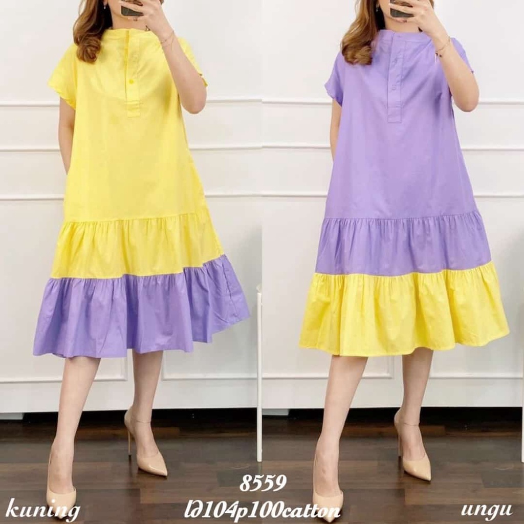 Jual M-8559/CAZ DRESS WANITA KATUN ( WAJIB CEK STOCK) | Shopee Indonesia