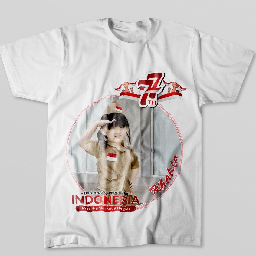 Jual Kaos Sablon Kaos Anak Custom Foto dan Nama - Desain Tema HUT Kemerdekaan RI 77 Bisa Request ...