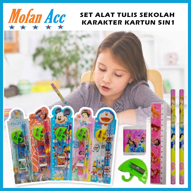 Jual ALAT TULIS KARAKTER SET 5IN1 / PAKET LENGKAP PENSIL PENGHAPUS ...