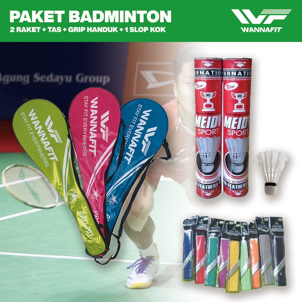 Jual Raket Bulutangkis Badminton Paket Lengkap 2 Raket + Grip + Tas + 1 ...