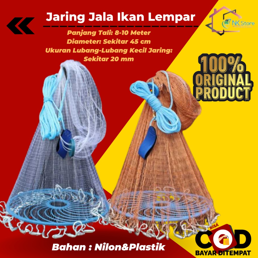 Jual Jaring Jala Pancing Penangkap Ikan Lempar Ukuran Diameter 3.4-4.2M ...