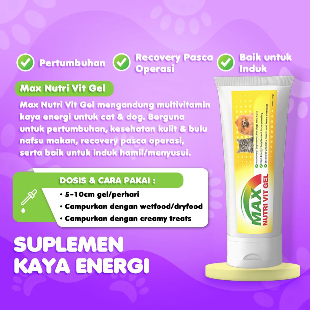 Jual MAX NUTRI VIT GEL | Suplemen Vitamin Kaya Gizi Untuk Anjing dan ...
