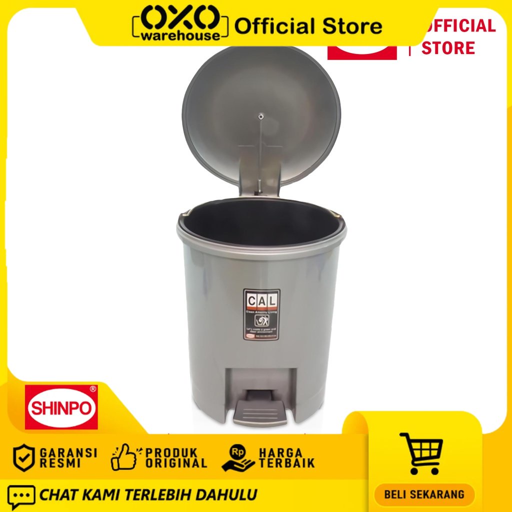 Jual SHINPO Tempat Sampah Plastik 10 L Dengan Injakan Chip Dustbin SPO-SIP-840S Abu-Abu | Shopee ...