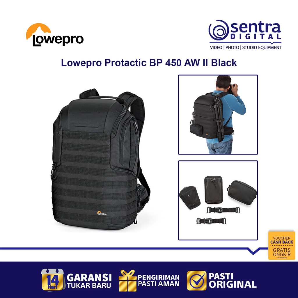 Jual Lowepro ProTactic BP 450 AW II Camera and Laptop Backpack (Black ...