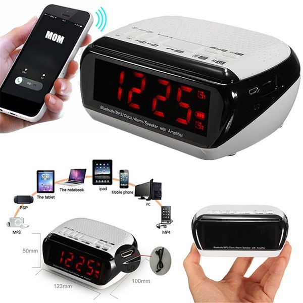 Jual Speaker portable bluetooth Alarm Jam Meja Digital radio MP3 TF ...