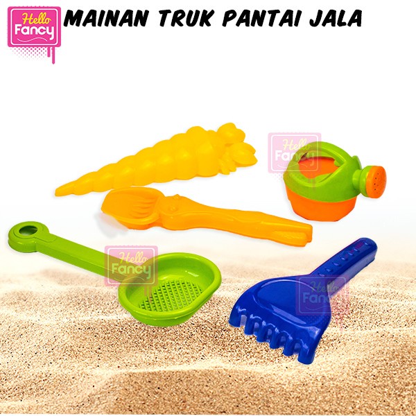 Jual Mainan Anak Pasir Pantai Beach Mobil-Mobilan Toy Set 6 In 1 Jala ...