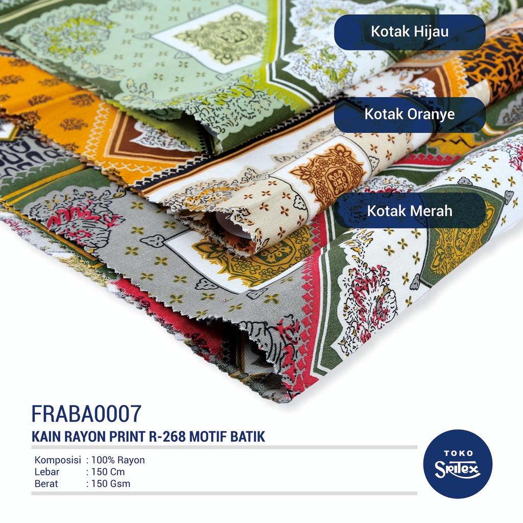 Jual Toko Sritex Kain Rayon Print Batik 0007 Premium Ekspor, R 268 ...