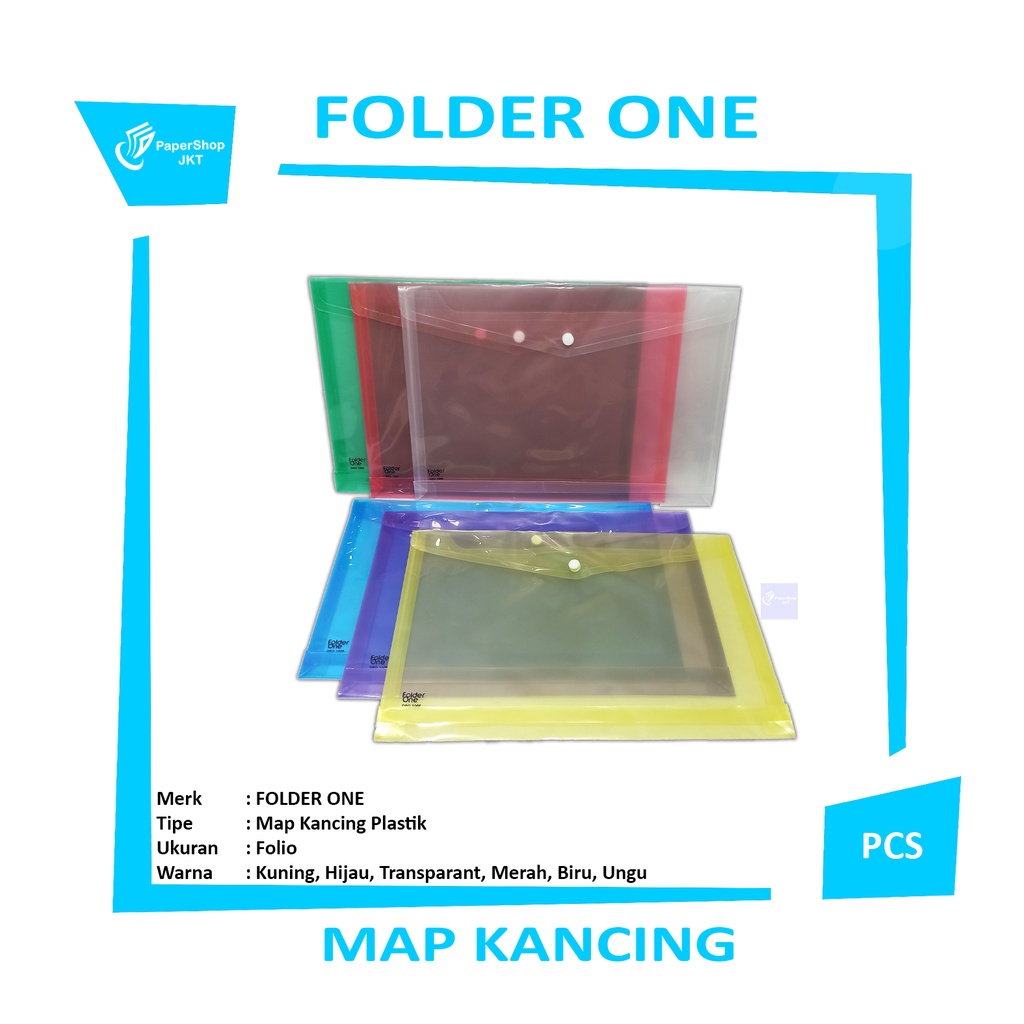 Jual FOLDER ONE - Map Kancing Plastik Ukuran Folio - Pcs | Shopee Indonesia