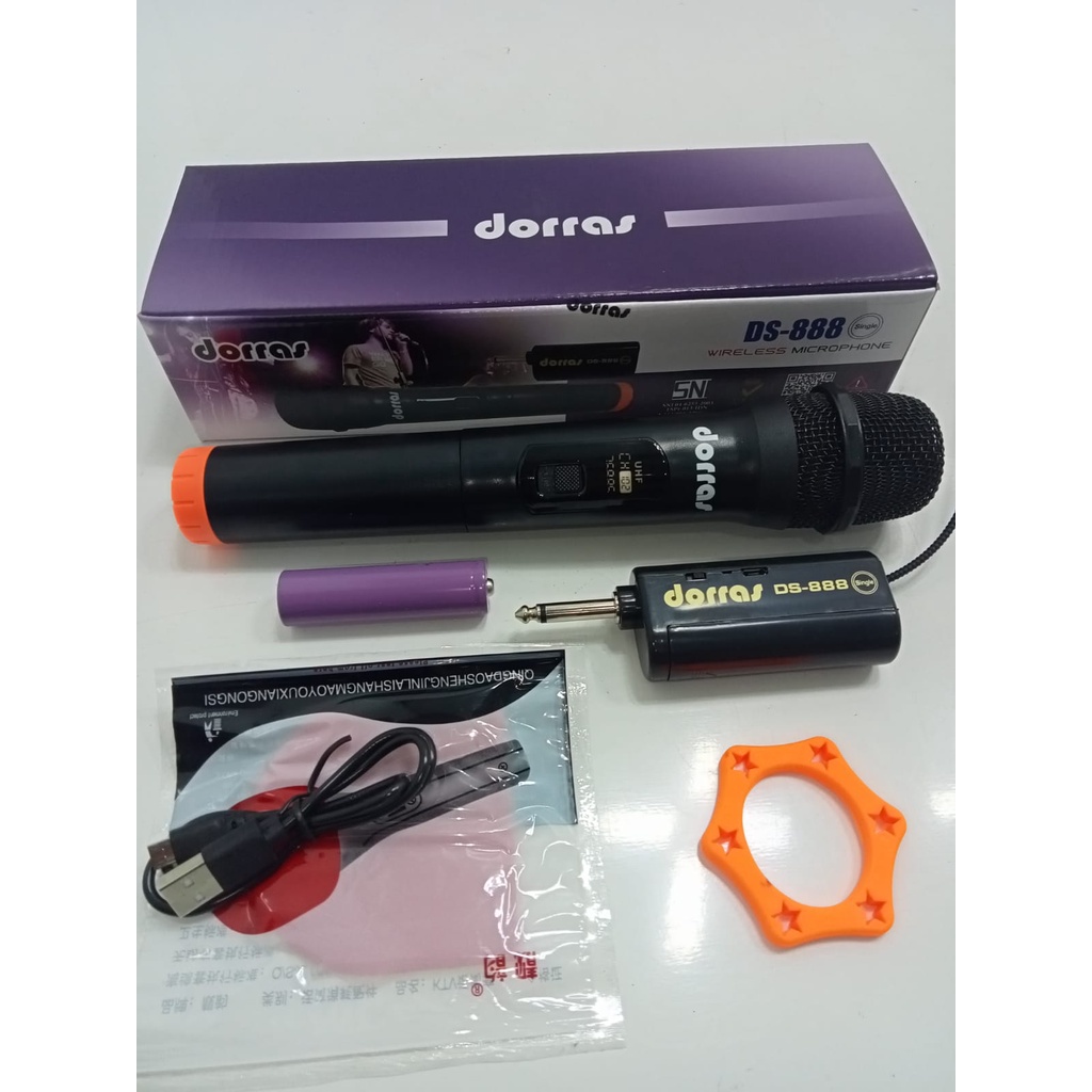 Jual Dorras Microphone Mic Wireless Single DS-888 Single Rechargeable ...