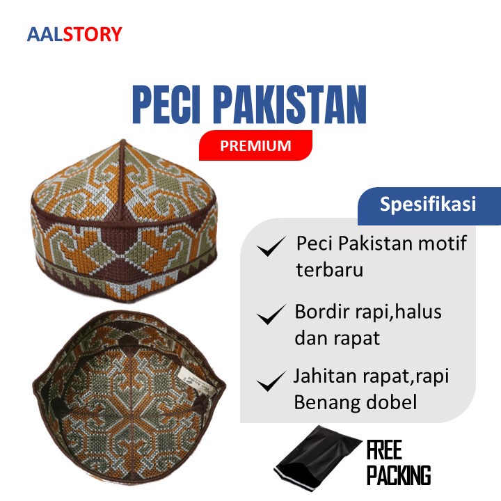 Jual Peci pakistan premium super full bordir model terbaru songkok pria ...