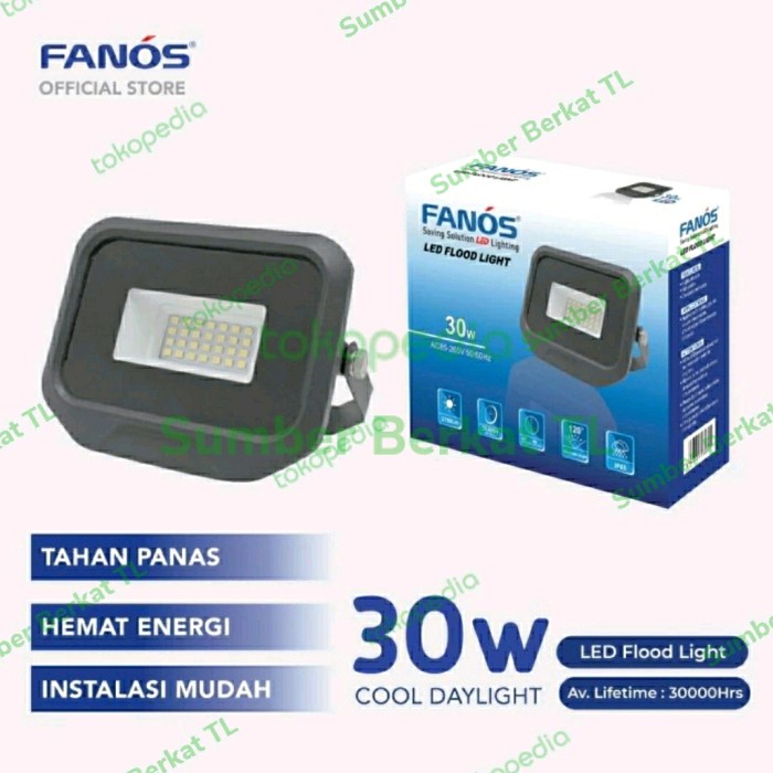 Jual Lampu Fanos Flood Light LED 30 Watt 30W 30Watt 30 W Bergaransi 1 ...
