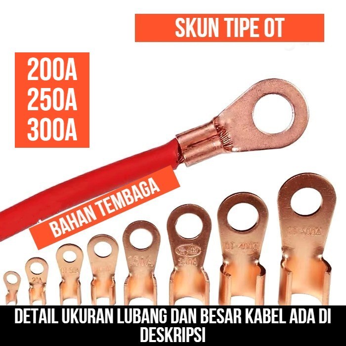 Jual Skun OT-200A 250A 300A 200 A 250 A 300 A Kabel Terminal Ring Tembaga | Shopee Indonesia