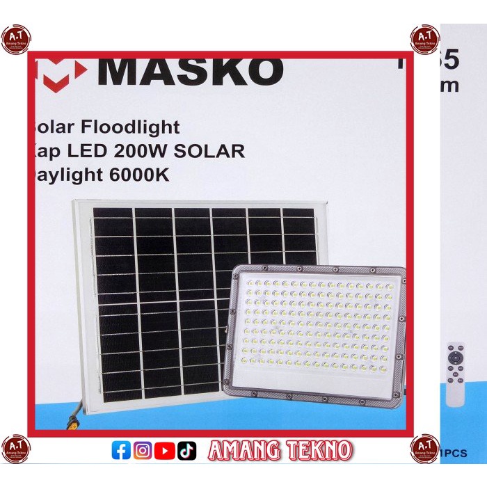Jual LAMPU SOROT SOLAR PANEL 200W 200 W KL3200 IP65 SLIM MASKO TERMURAH ...