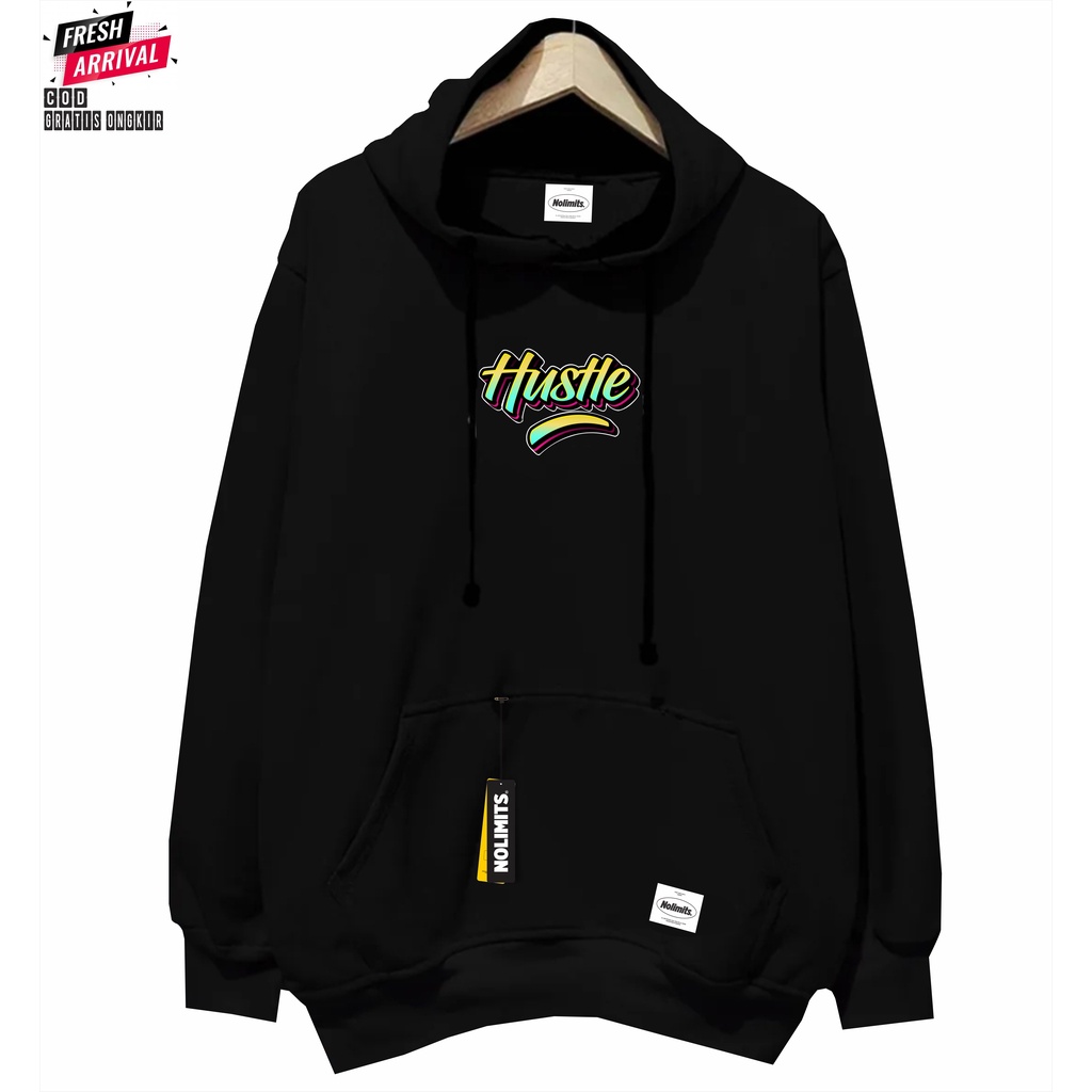 Jual NOLIMITS Jaket hoodie pria aesthetic graffity hustle warna cream ...