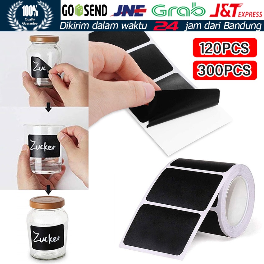 Jual 120pcs/300pcs/roll Label Hitam Persegi / Waterproof Labels ...