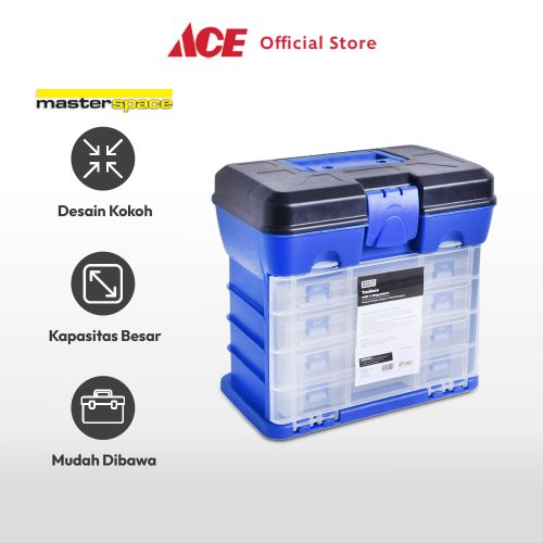 Jual Ace Masterspace Kotak Perkakas Dengan 4 Organizer - Biru Tools Box ...