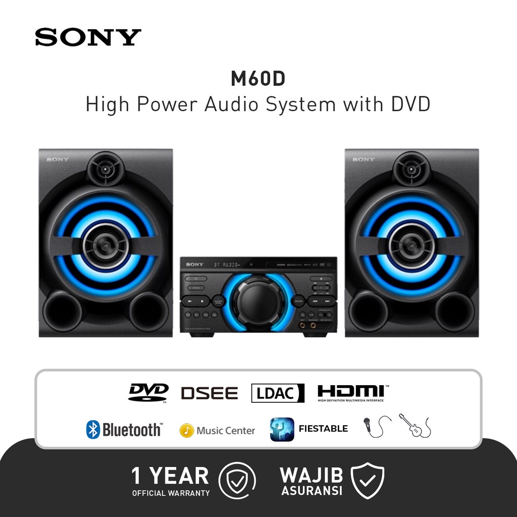 Jual SONY MHC-M60D Speaker Power Audio System with DVD - Black | Shopee ...