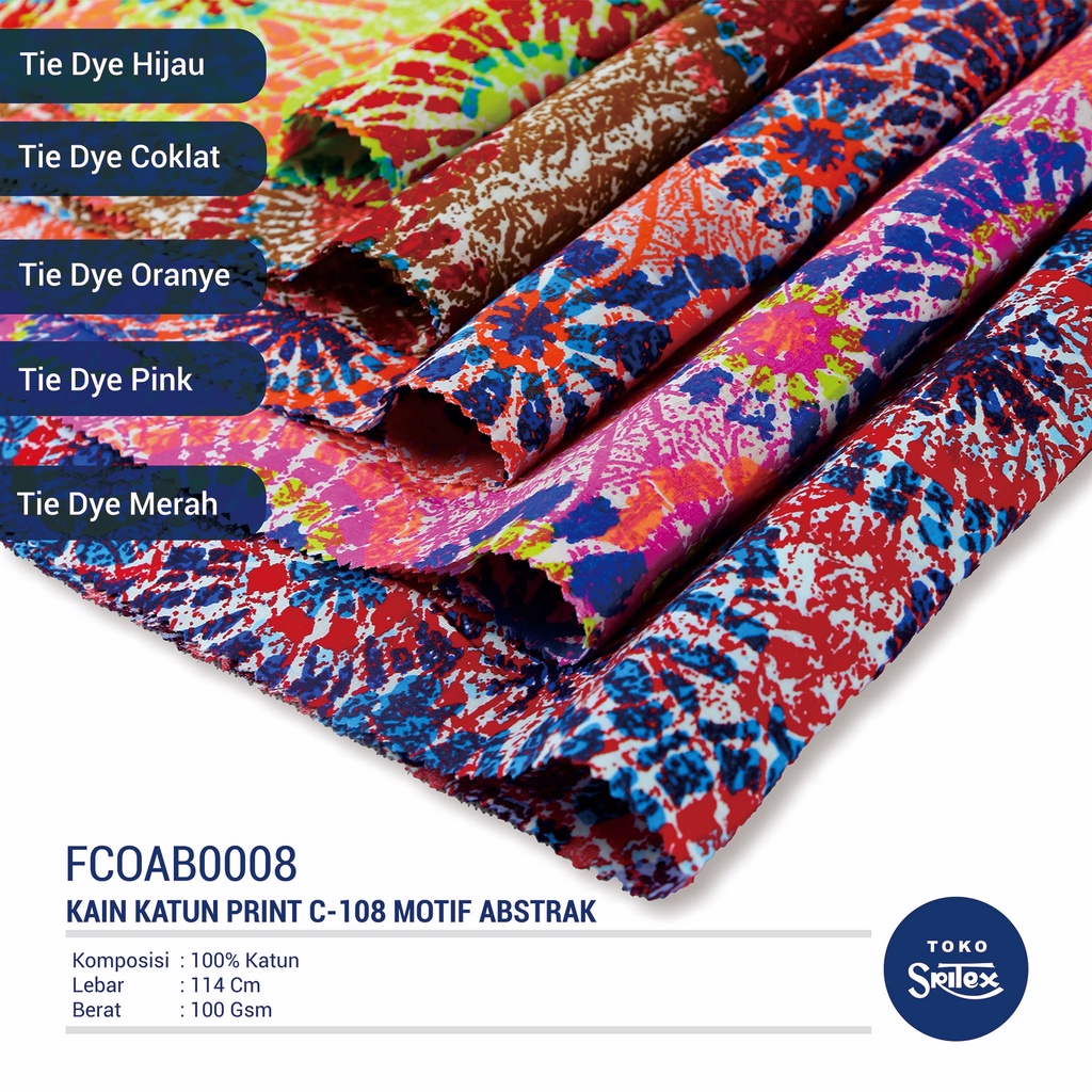 Jual Toko Sritex Kain Katun Print Abstrak Tie Dye 0008 Premium Ekspor ...