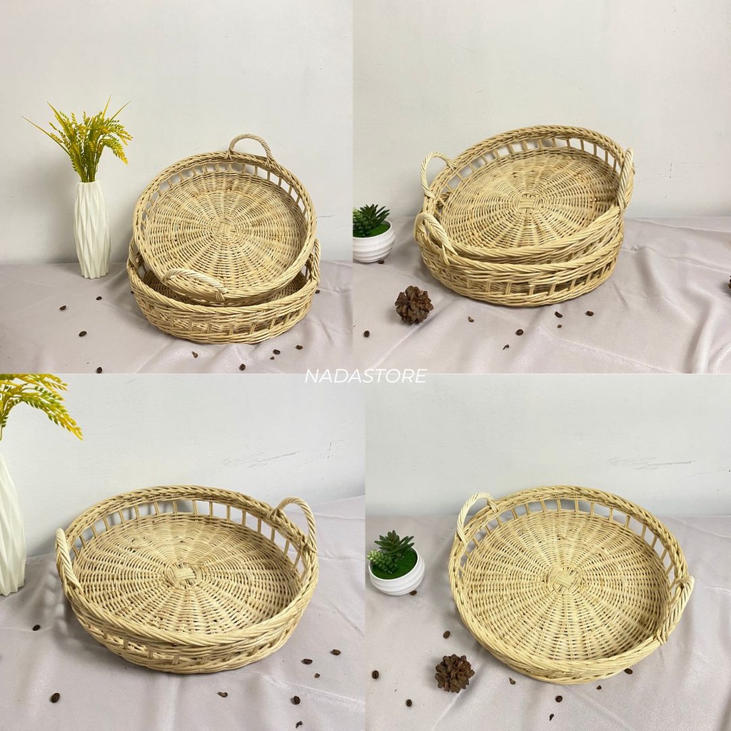 Jual NAMPAN BULAT ROTAN / TRAY BULAT ROTAN RUSTIC / TRAY SESERAHAN ...