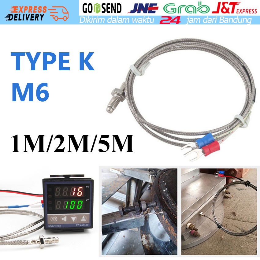 Jual 1/2/5METER | M6 Thermo Couple | ThermoCouple Type K | Kawat ...