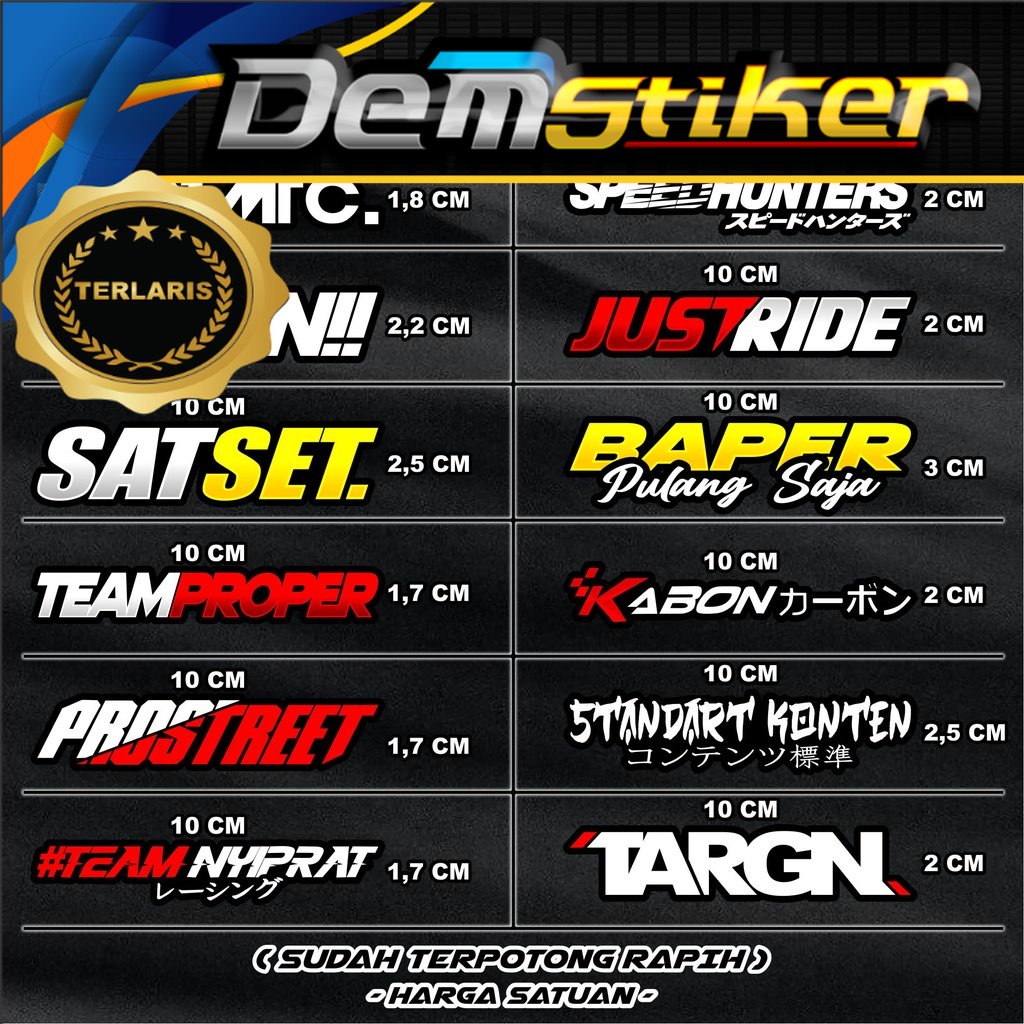 Jual Sticker Racing Vinyl Print & Cut Sticker Motor ( SATUAN ) | Shopee ...