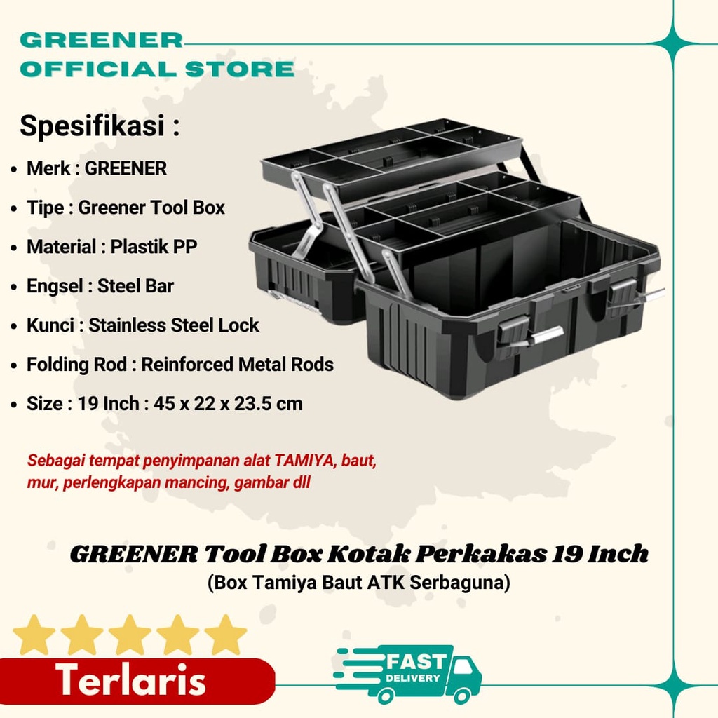 Jual GREENER Tool Box Kotak Perkakas 22 Inch - Box Tamiya Baut ATK ...