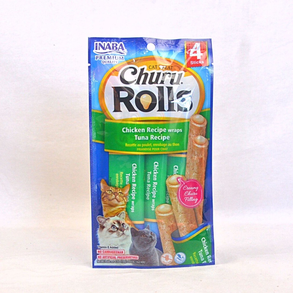 Jual INABA Snack Kucing Churu Rolls Chicken Recipe Wraps Tuna 40gr ...