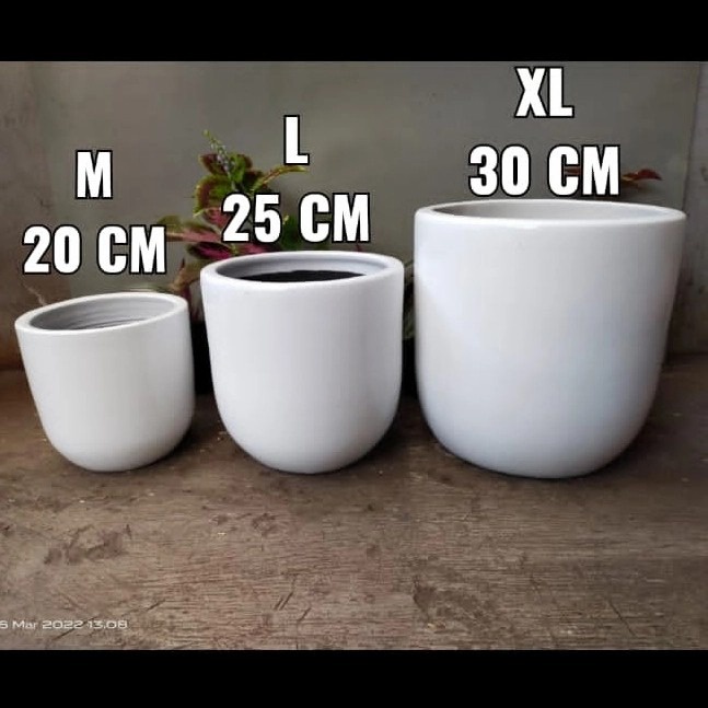 Jual Pot putih tanah liat,pot gerabah cat duco/cat mobil,pot premium ...