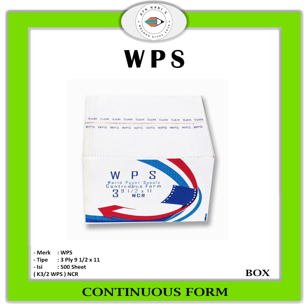 Jual WPS - Continous Form 91/2 x 11 3 Ply ( K3/2 WPS ) NCR - Box ...