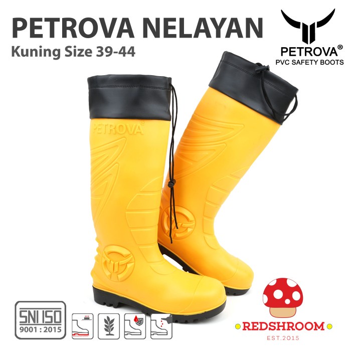 Jual Sepatu Boot Safety Petrova NELAYAN Kuning Boots Karet Steel Toe ...
