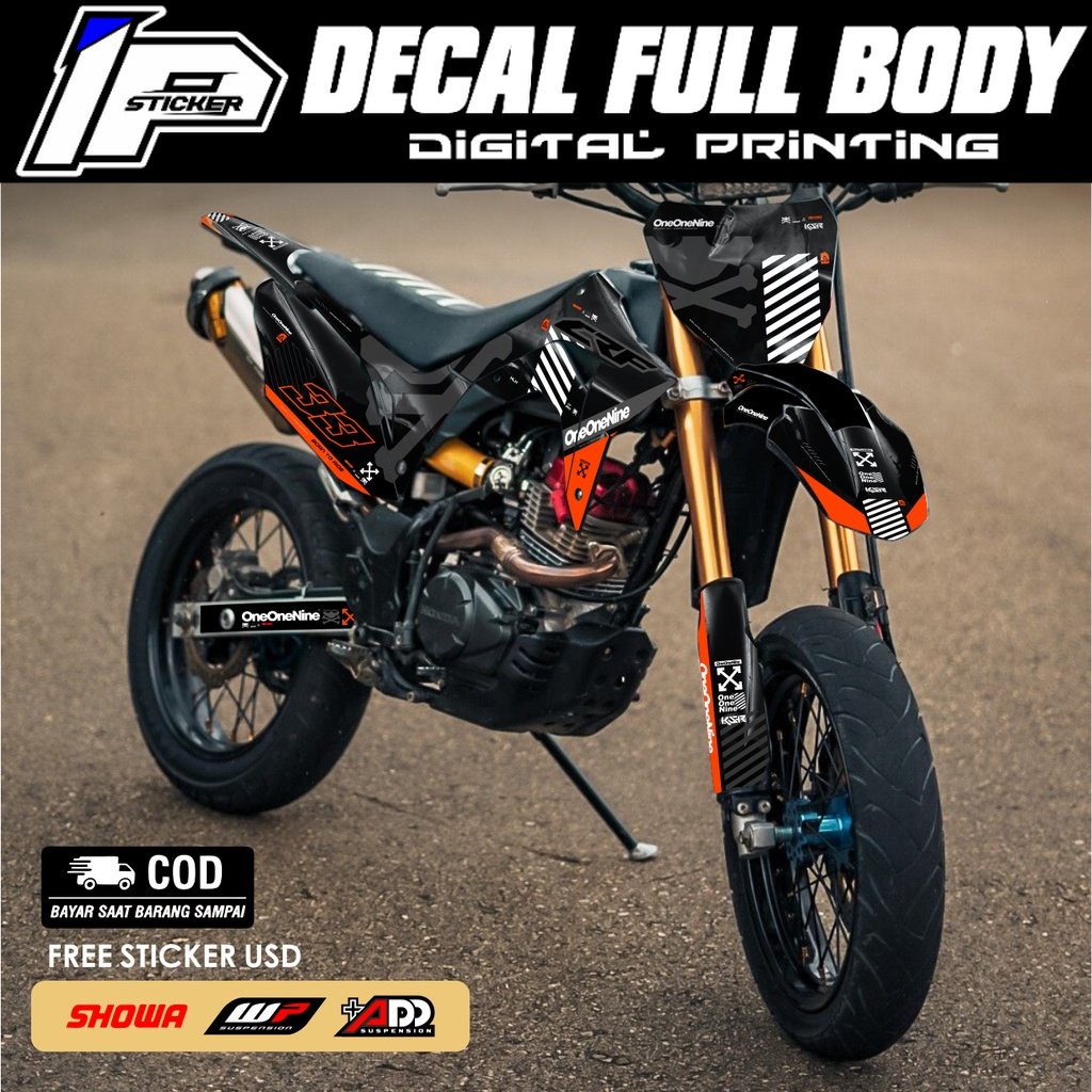 Jual DECAL CRF 150 L SUPERMOTO FULL BODY HITAM SUPER GLOSSY DOFF DESAIN ...
