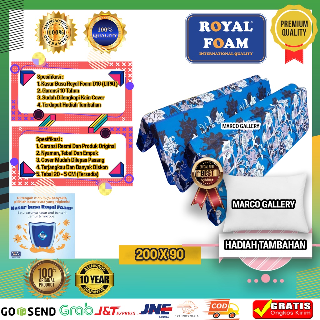 Jual [200X90] Kasur Busa ROYAL FOAM Lipat D16 Ukuran 200 X 90 cm ...