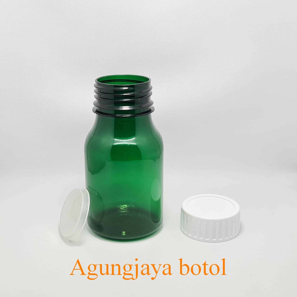 Jual Botol Pet 250 Ml Ps Hijau Neck 45 Tutup Polos + Plug / Botol Plastik / Botol Obat / Botol ...