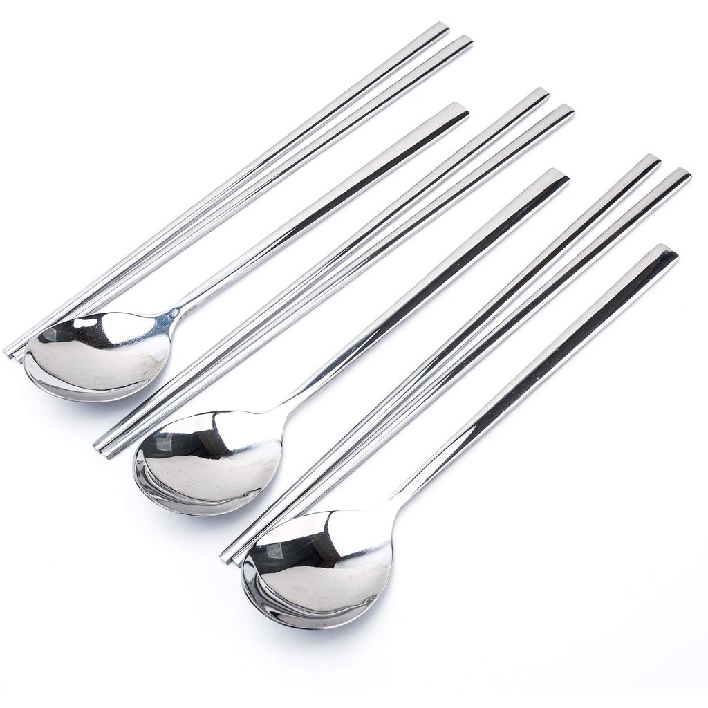 Jual Nb Sujeo Sumpit Sendok Stainless Sumpit Makan Korea Alat Set Makan ...